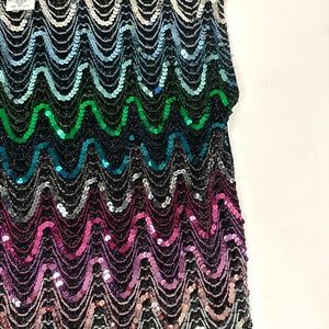 Avon | Tops | 7s Vintage Sequined Disco Crop Top Blouse Black Rainbow ...